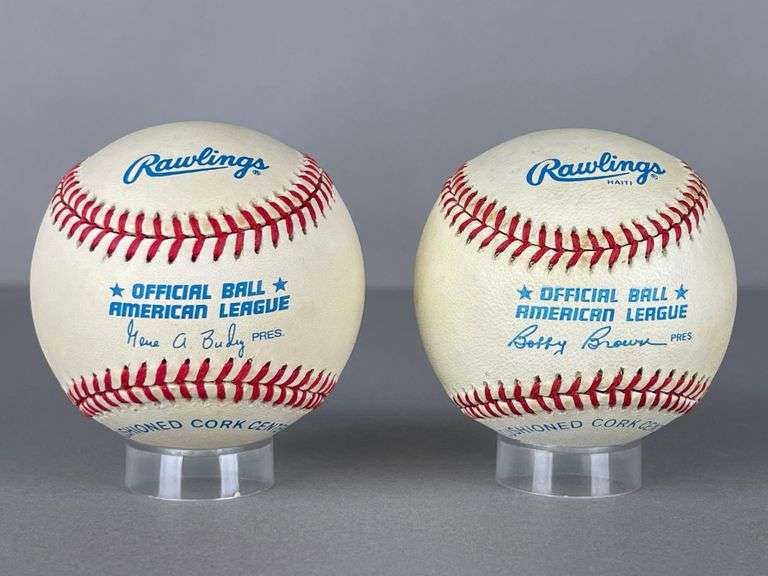 2 - Bill Skowron and Wilbur Wood Signed Official MLB AL Rawlings ...