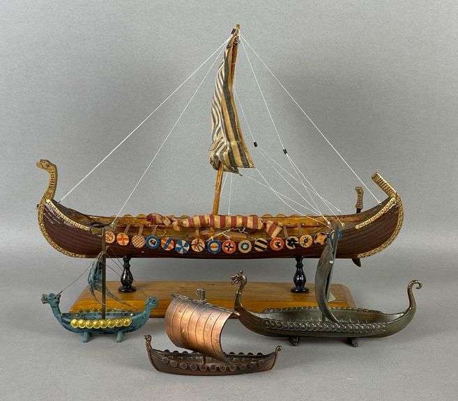 Group of 4 Viking Ship Models and Figures - Matthew Bullock Auctioneers