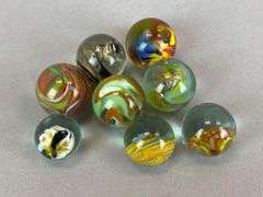 Group of 8 Contemporary Art Glass Marbles - Matthew Bullock Auctioneers