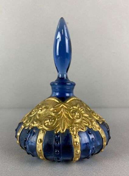 Cobalt Blue Filigree Perfume Bottle - Matthew Bullock Auctioneers