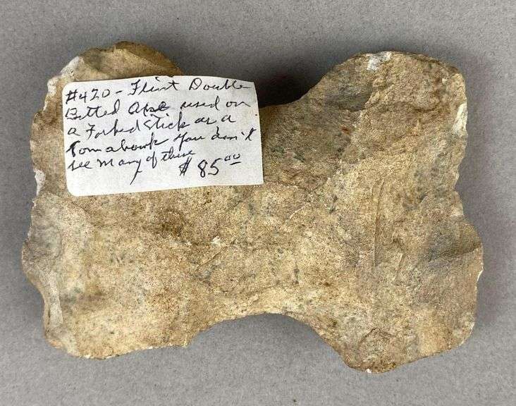 4 Inch Paleolithic Bowtie Double Axehead Flint Illinois River Heike ...
