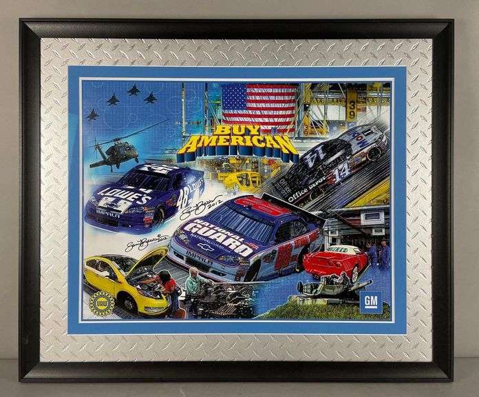 Artist Sam Bass Signed Buy American GM Poster - Matthew Bullock Auctioneers