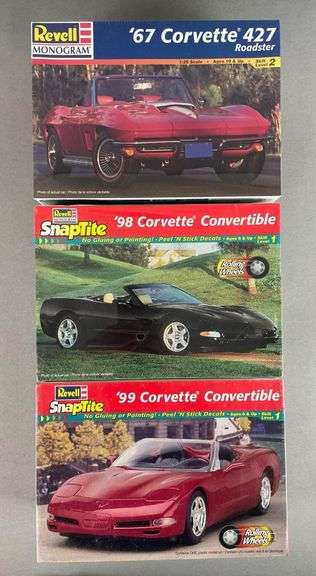 Group of 3 Revell Chevy Corvette Convertible Model Kits - Matthew ...