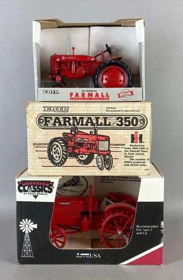 Group of 3 Red Die-Cast Tractors - Matthew Bullock Auctioneers