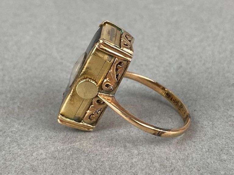 Elgin 14k Yellow Gold Clock Ring - Matthew Bullock Auctioneers