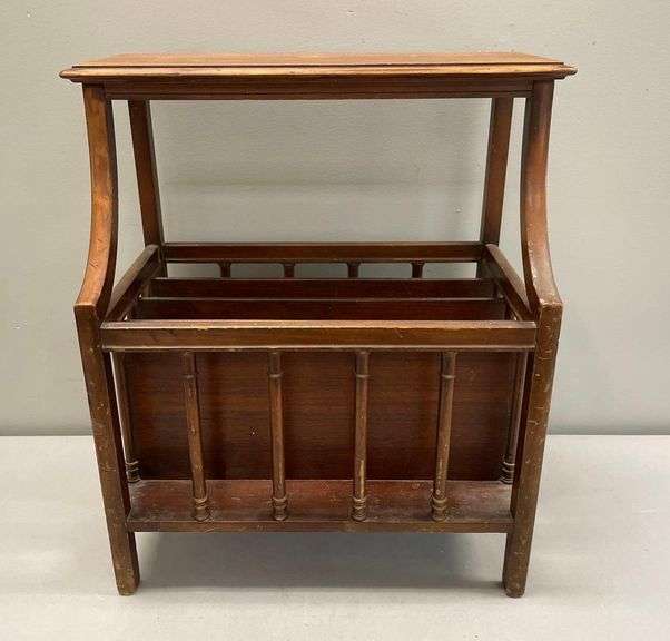 Vintage Oak Magazine Rack Table - Matthew Bullock Auctioneers