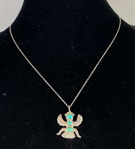 Sterling Silver Horace Iule Knifewing God Turquoise Necklace Pendant ...