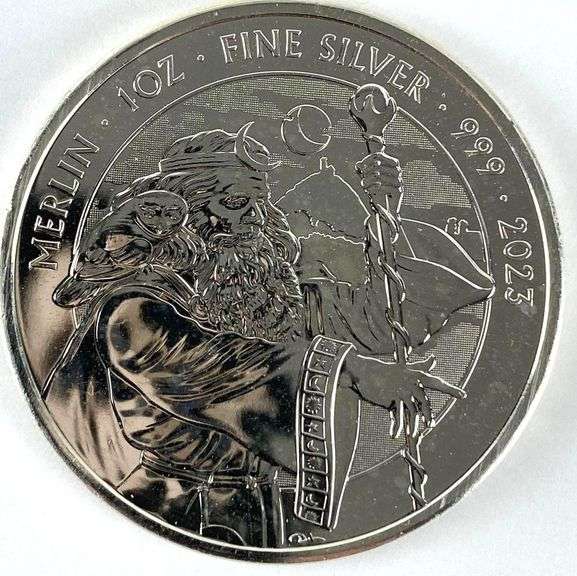 2023 Great Britain 2 Pound Merlin 1 oz .999 Fine Silver Coin - Matthew ...