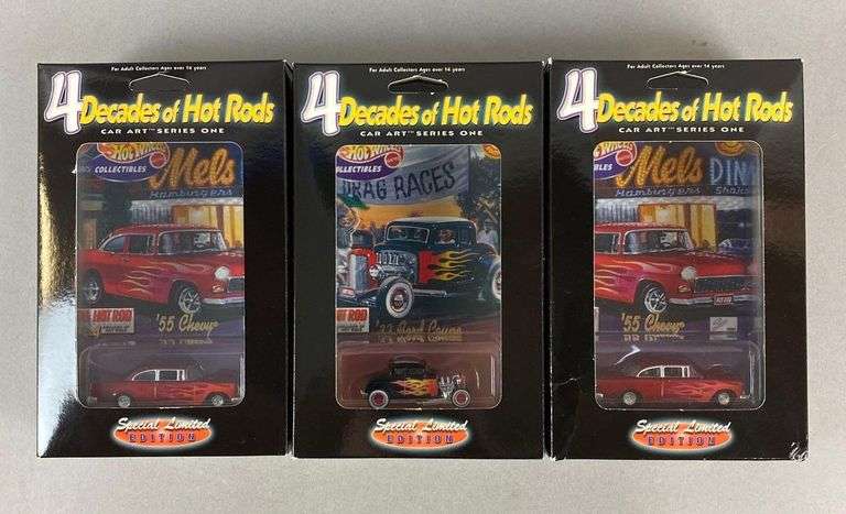 Group of 3 Mattel Hot Wheels 4 Decades of Hot Rods Die-Cast Vehicles ...
