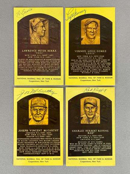 Yogi Berra, Lefty Gomez, Red Ruffing, and Joe McCarthy Signed Yellow ...