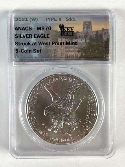 ANACS Graded 2021-W US $1 Silver Eagle Type II 1oz Fine Silver Coin MS70 - Matthew Bullock ...