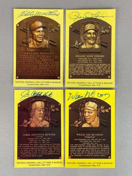 Eddie Mathews, Willie McCovey, Jim Catfish Hunter, and Rollie Fingers ...
