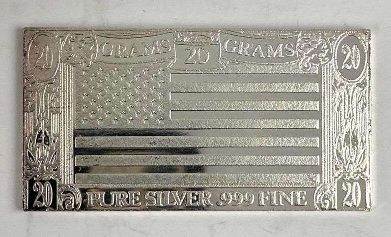 The Silver Mint US Flag 20 Gram .999 Fine Silver Ingot/ Bar. - Matthew ...
