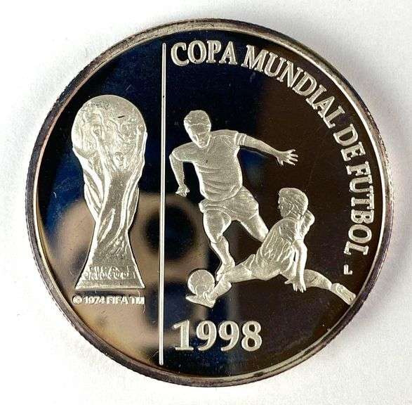 1998 France Copa Mundia De Futbol 1 oz .999 Silver Commemorative Coin ...