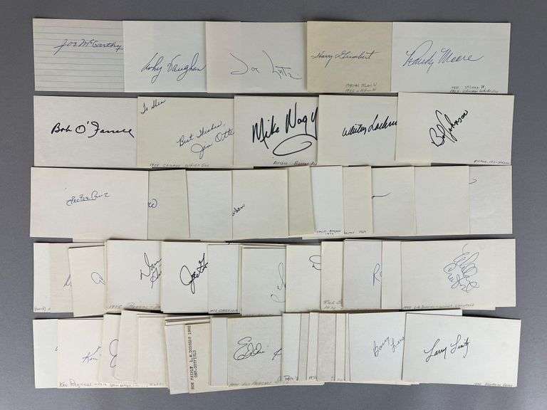 90+ Baseball Players Signed Index Cards with Stars - Matthew Bullock ...