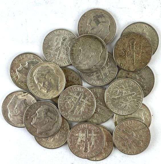 Group of 20 Roosevelt 90% Silver Dimes - Matthew Bullock Auctioneers