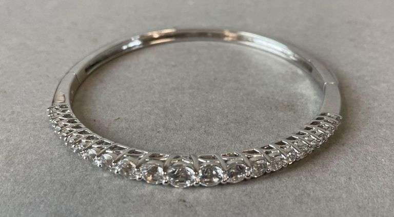 Sterling Silver CZ Bangle Bracelet - Matthew Bullock Auctioneers