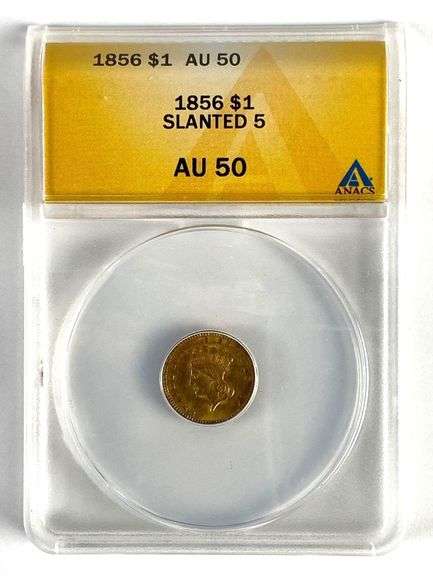 ANACS Graded 1856 $1 Indian Liberty Head Gold Coin AU50 - Matthew ...