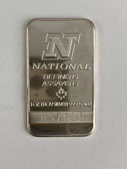 National Refiner Assayers Maple Leaf 1 oz .999 Fine Silver Ingot/ Bar ...