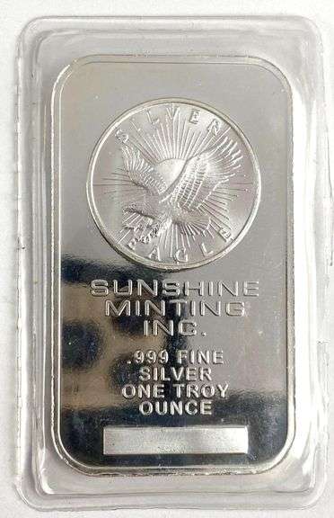 Sunshine Minting Silver Eagle Design 1 oz .999 Fine Silver Ingot/ Bar ...