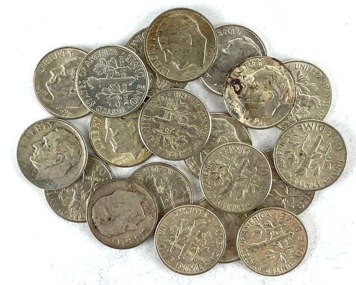 Group of 20 Roosevelt 90% Silver Dimes - Matthew Bullock Auctioneers
