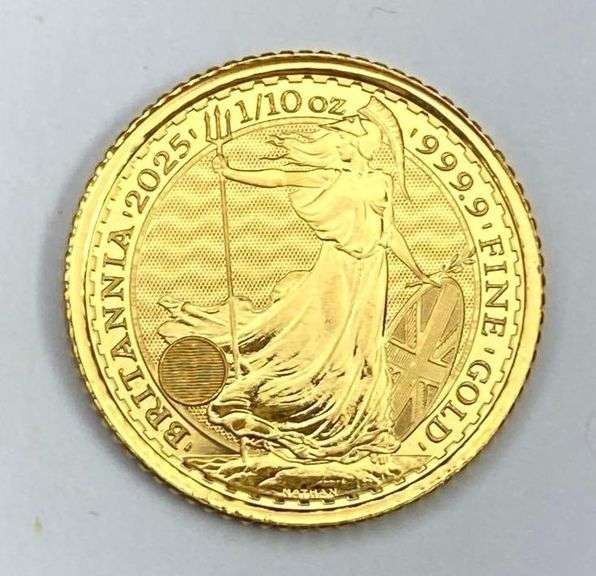 2025 British 10 Pounds Britannia with Trident Privy 1/10 oz .999 Fine ...