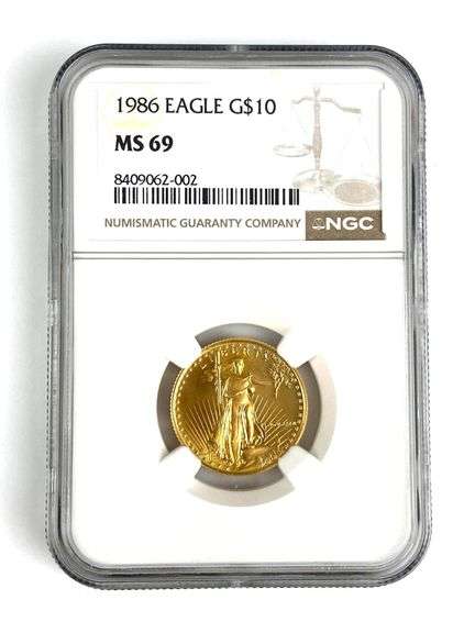 NCG Graded 1986 US $10 Gold Eagle Gold Coin MS69 - Matthew Bullock ...
