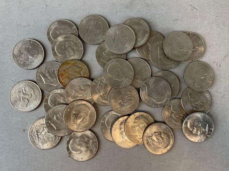 Group of 34 Eisenhower Dollar Coins - Matthew Bullock Auctioneers