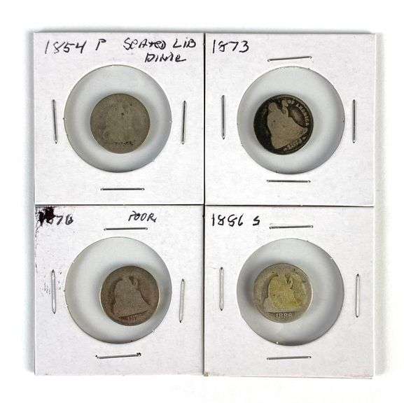 Group of 4 1800s US Seated Liberty Silver Dimes - Matthew Bullock ...