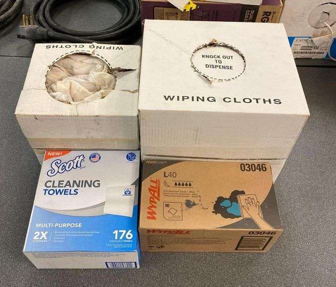 Group of 4 Boxes of Cleaning Rags - Matthew Bullock Auctioneers