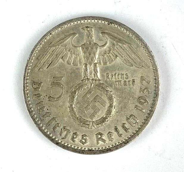 1937 WW2 German Paul von Hindenburg 5 Reichsmark Silver Coin - Matthew ...