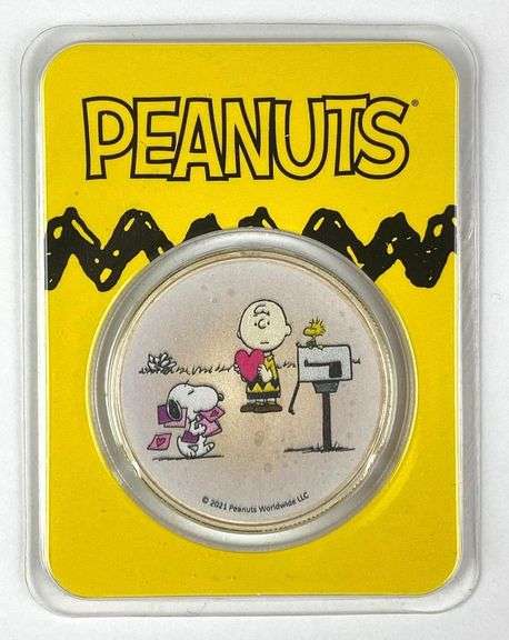2021 Colorized Peanuts Snoopy and Charlie Brown 1 oz .999 Fine Silver ...