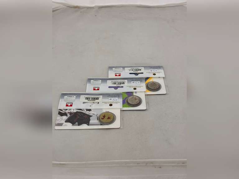(3) Cdn Petro Can Colored Quarters - McBids Auctioneers & Appraisers Inc