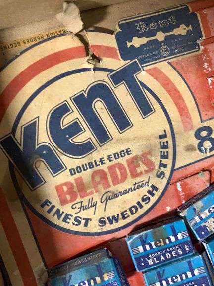 Old cardboard Kent razor blade display with razors - McNatt Real Estate