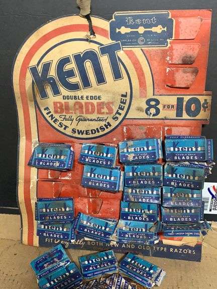 Old cardboard Kent razor blade display with razors - McNatt Real Estate