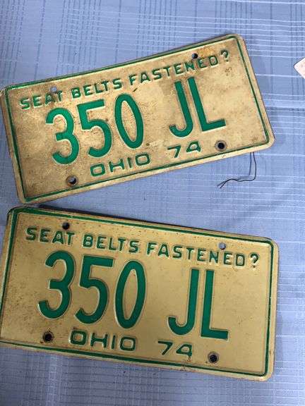 Nice set of 1974 Ohio tags matching set - McNatt Real Estate