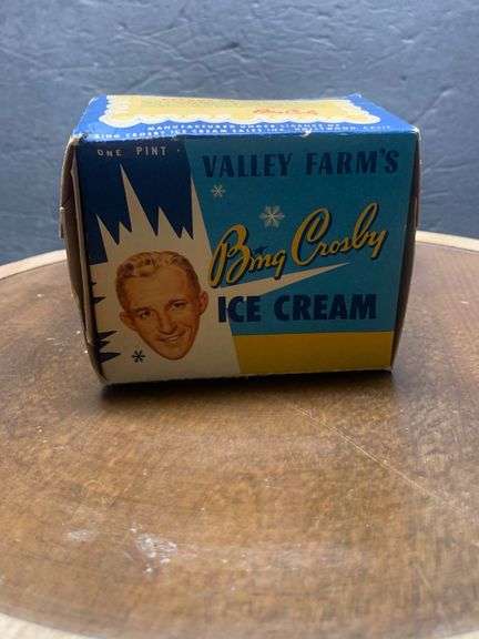 Old Valley Farms Bing Crosby Ice Cream container -neat shelf display ...