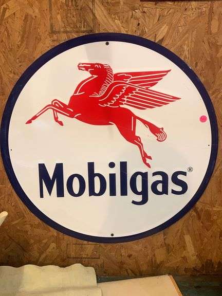 Large metal 24” Mobil gas sign - McNatt Real Estate