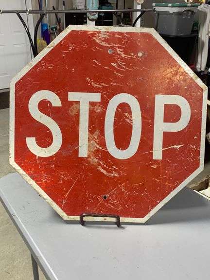 Vintage Stop sign- orig road sign - McNatt Real Estate