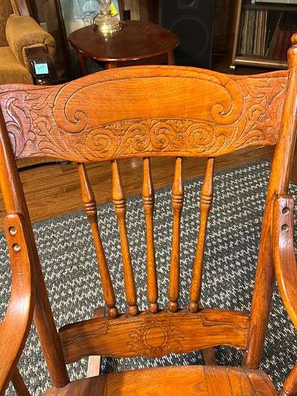 Antique leather bottom rocker w/cushion -see all photos - McNatt Real ...