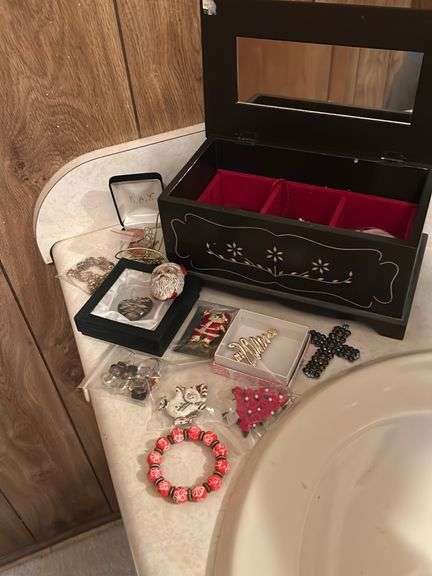 Inlaid jewelry box w/nice items inside -see all photos - McNatt Real Estate