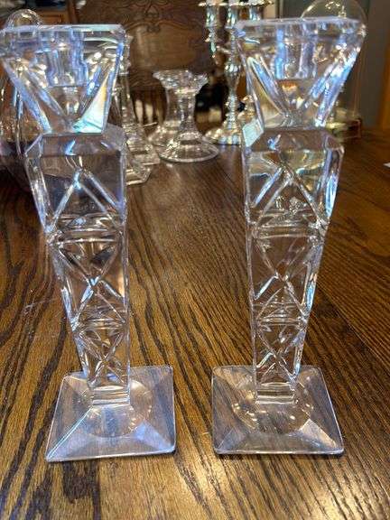 VINTAGE ELEGANT TOWLE HEAVY BRILLIANT CRYSTAL 10” CANDLE HOLDER ...