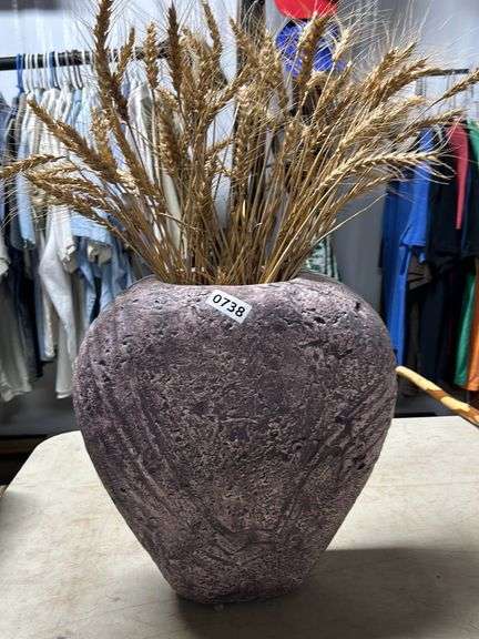 Aztec pottery vase with wheat arrangement - McNatt Real Estate