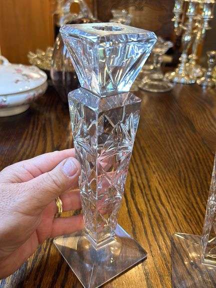 VINTAGE ELEGANT TOWLE HEAVY BRILLIANT CRYSTAL 10” CANDLE HOLDER ...