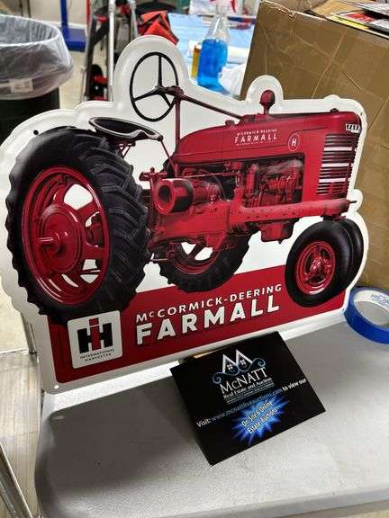 Nice heavy gauge metal IH farmall tractor sign - McNatt Real Estate