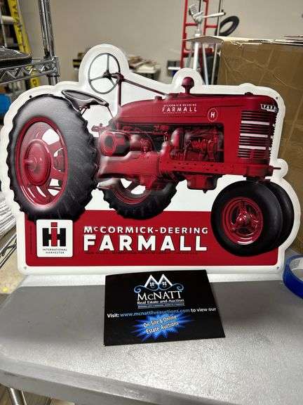 Nice heavy gauge metal IH farmall tractor sign - McNatt Real Estate