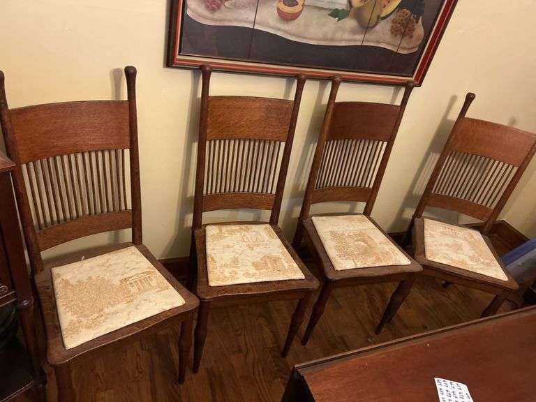 Very nice set of 4 Oak Spindle back chairs - McNatt Real Estate