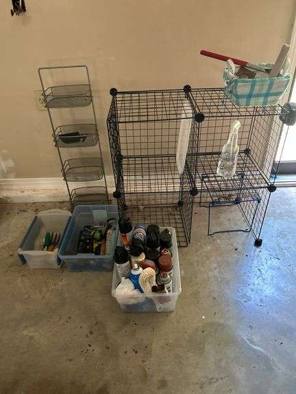 Wire stands and misc containers with contents - McNatt Real Estate