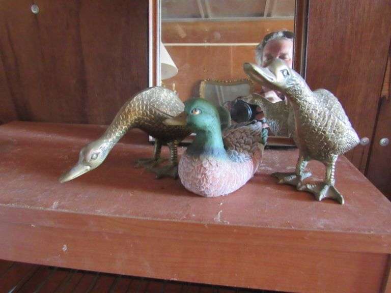 THREE DUCKS, NARROW DUCK MIRROR AND SHOE CABINET - McPherson Auction ...