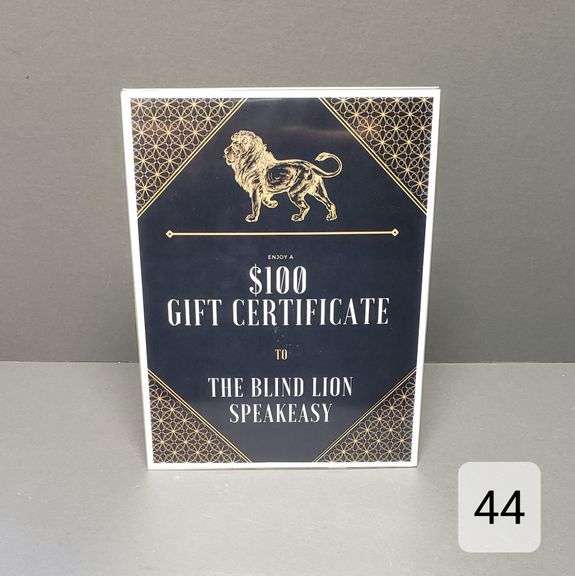 $100 gift certificate for The Blind Lion Speakeasy. Expires April 2022 ...